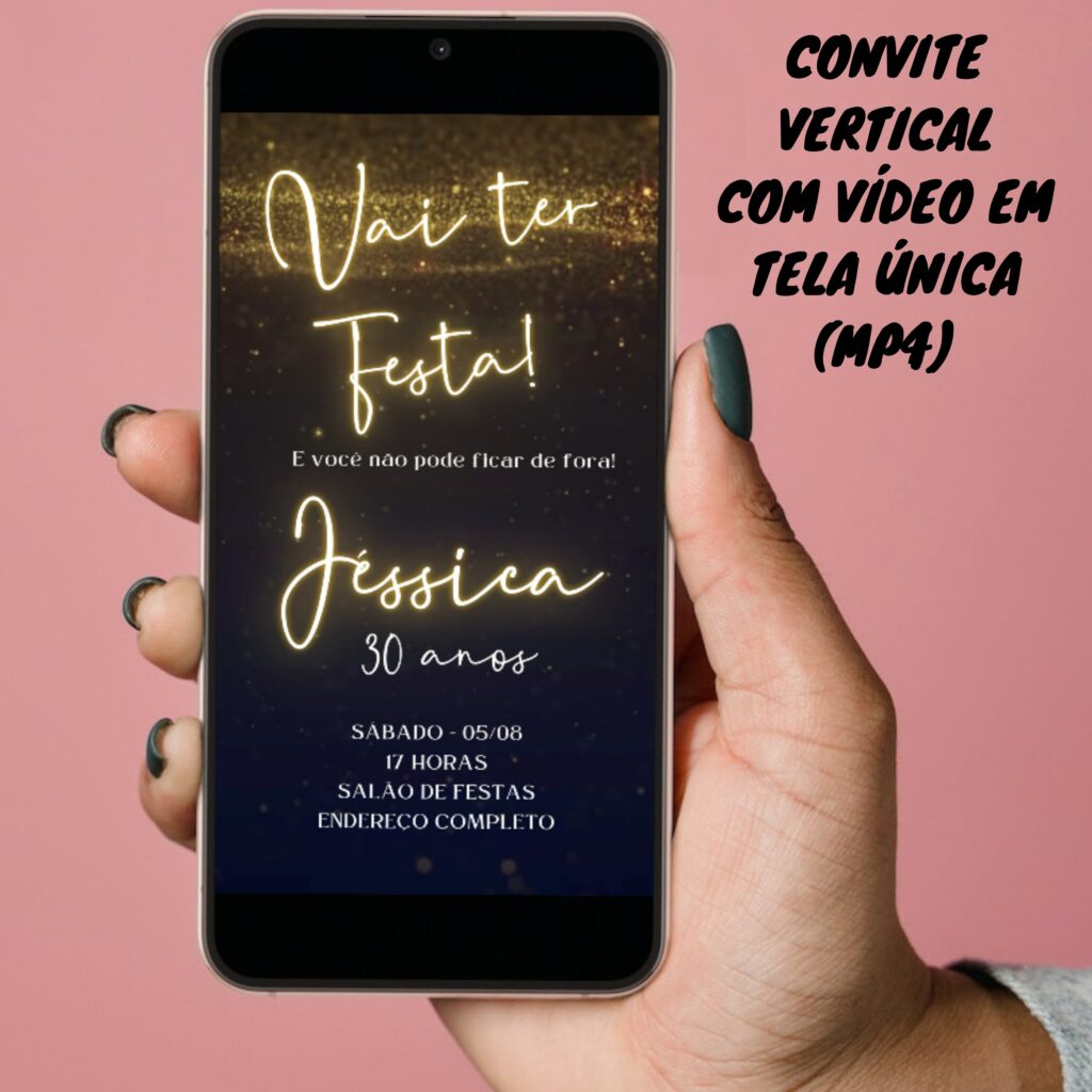 Convite Animado Vertical em Vídeo Vai Ter Festa Adulto (Tela Única ...