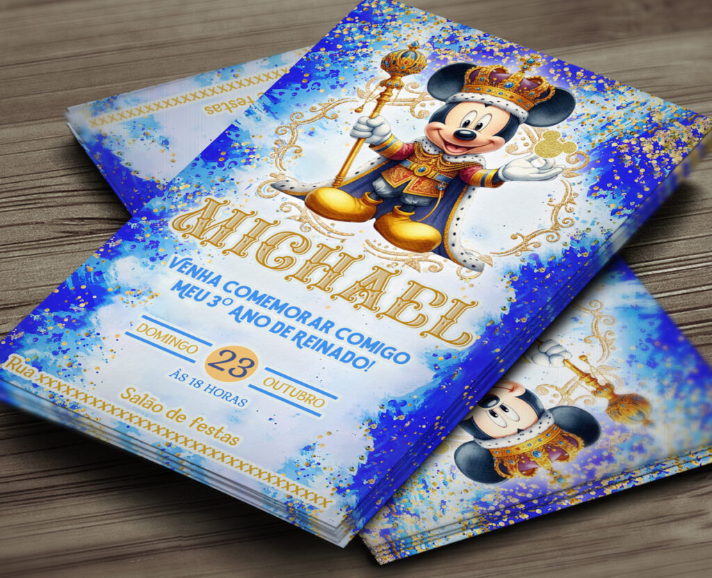 Convite Digital Mickey Príncipe Realeza – Montando a Sua Festa Oficial