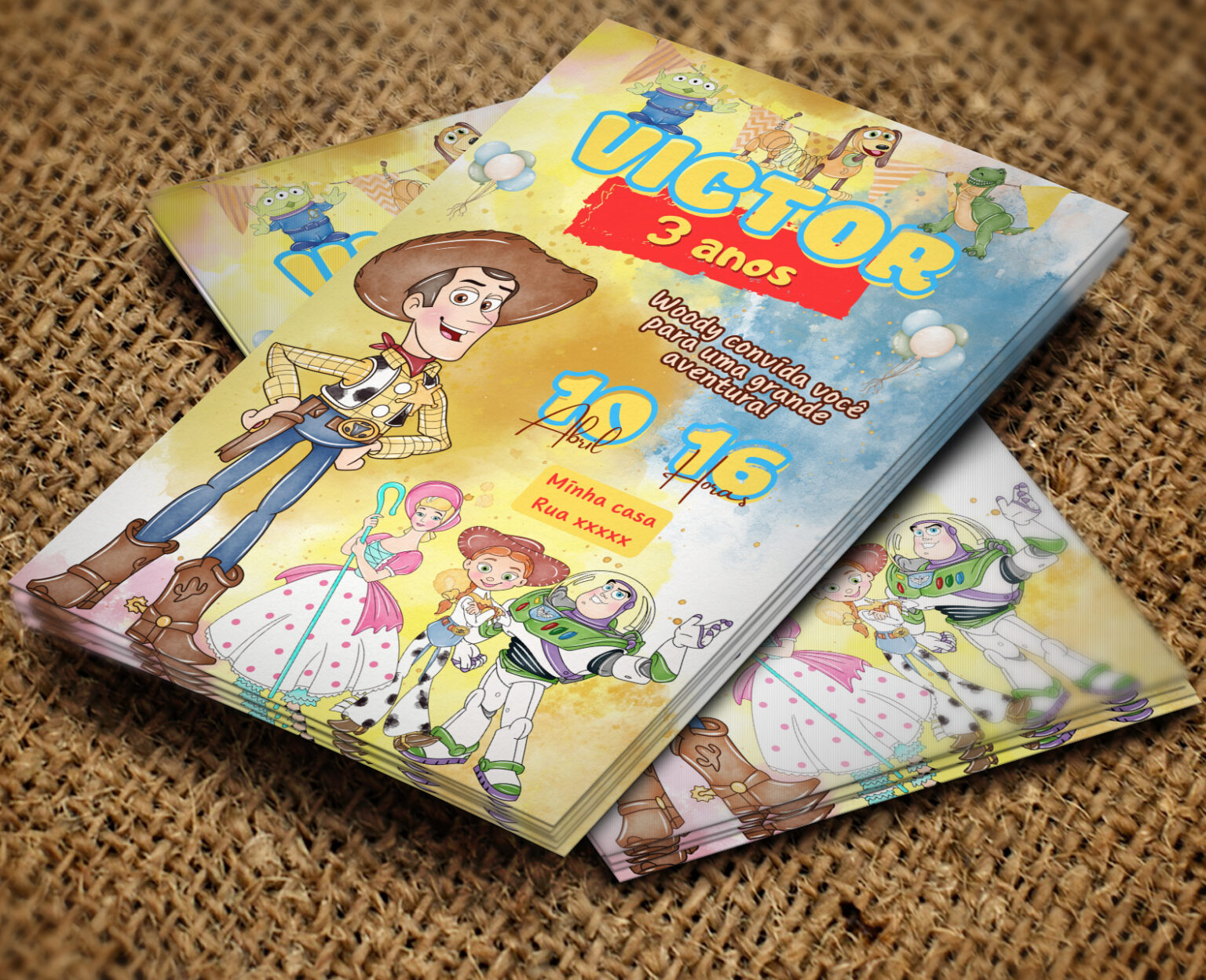 Convite Digital Toy Story Aquarela – Montando a Sua Festa Oficial