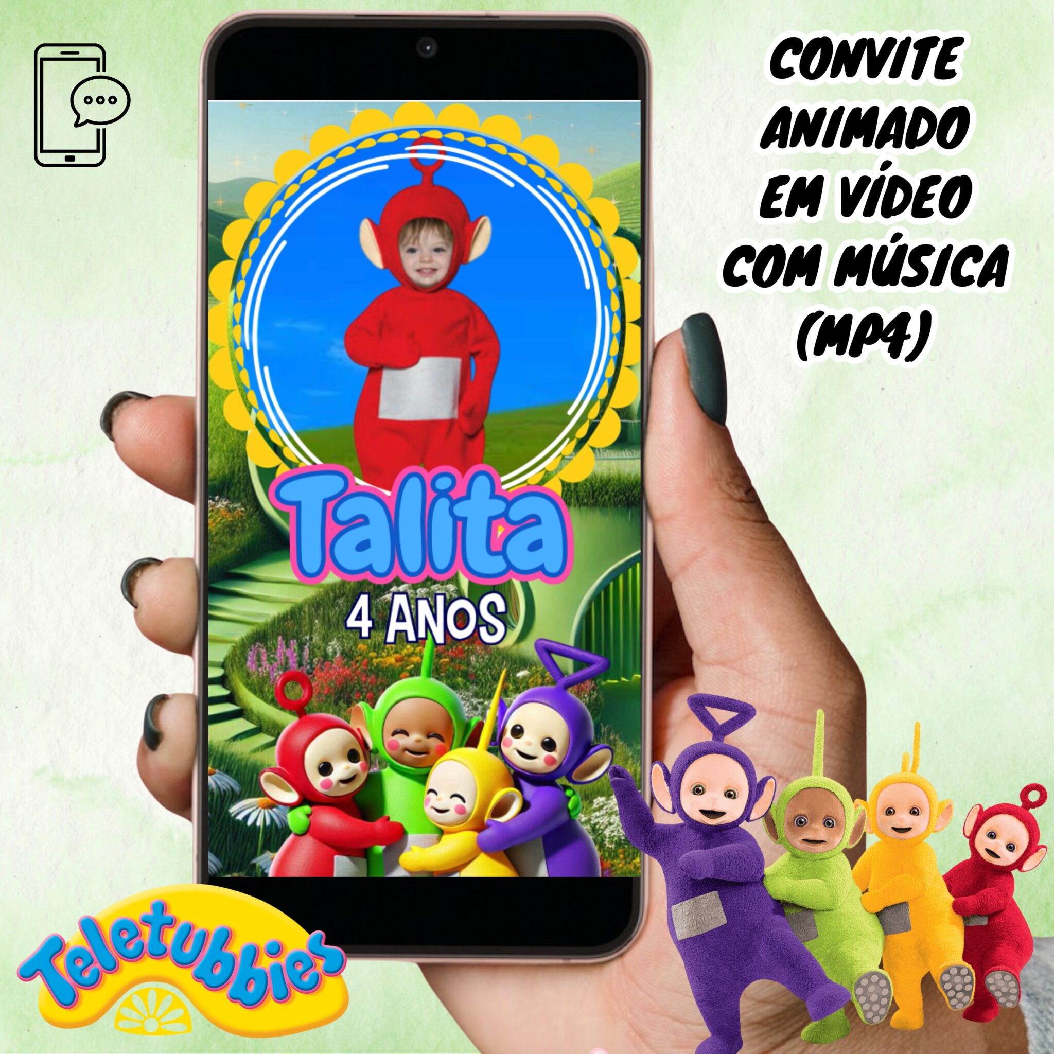 Convite Animado Vertical Teletubbies em Vídeo com Música – Montando a ...