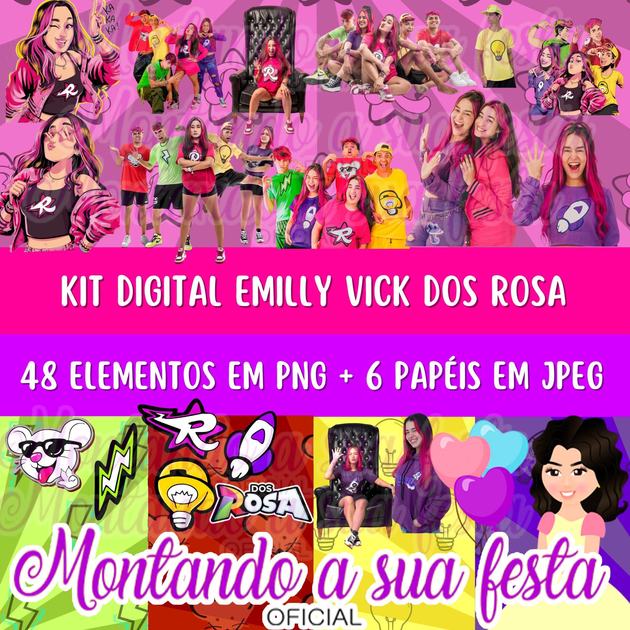 Kit Digital Emilly Vick Dos Rosa – Montando a Sua Festa Oficial