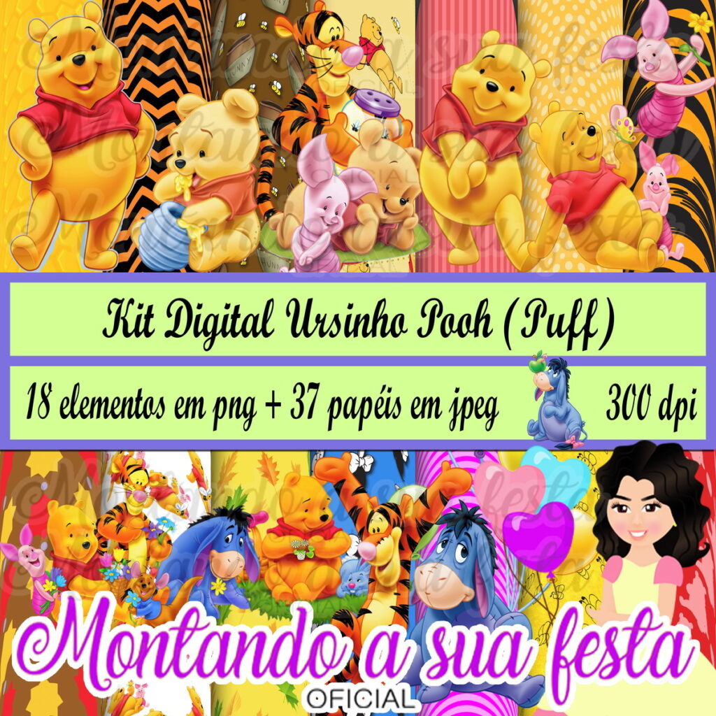 Kit Digital Ursinho Pooh (puff) – Montando a Sua Festa Oficial