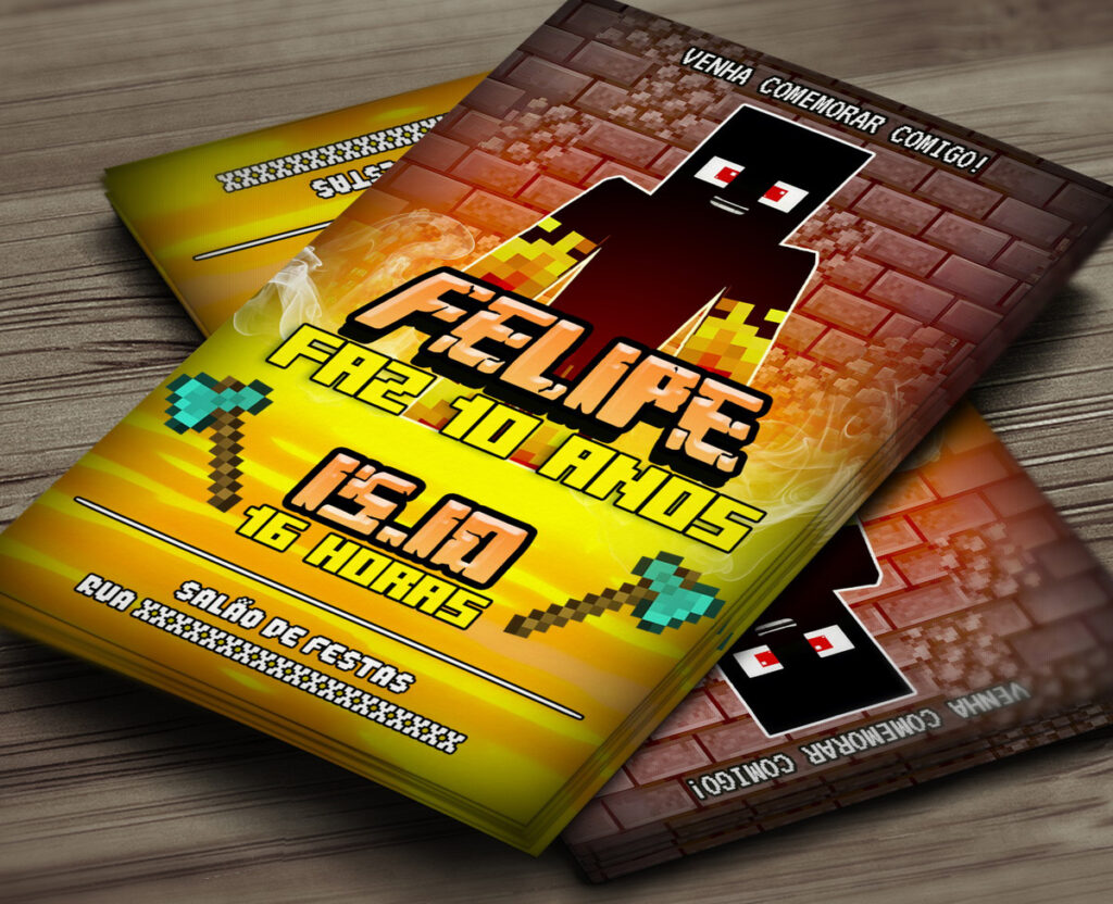 Convite Digital Athos Minecraft – Montando a Sua Festa Oficial